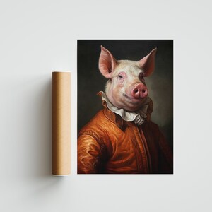 Vintage Pig Portrait Print, Renaissance Pig Oil Painting, Animal Head ...
