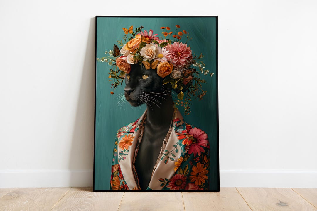Black Panther Print, Eclectic Panther Poster, Maximalist Panther ...