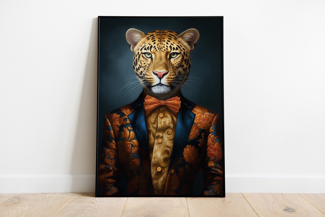 Leopard Portrait Print, Renaissance Leopard Oil Painting, Vintage ...