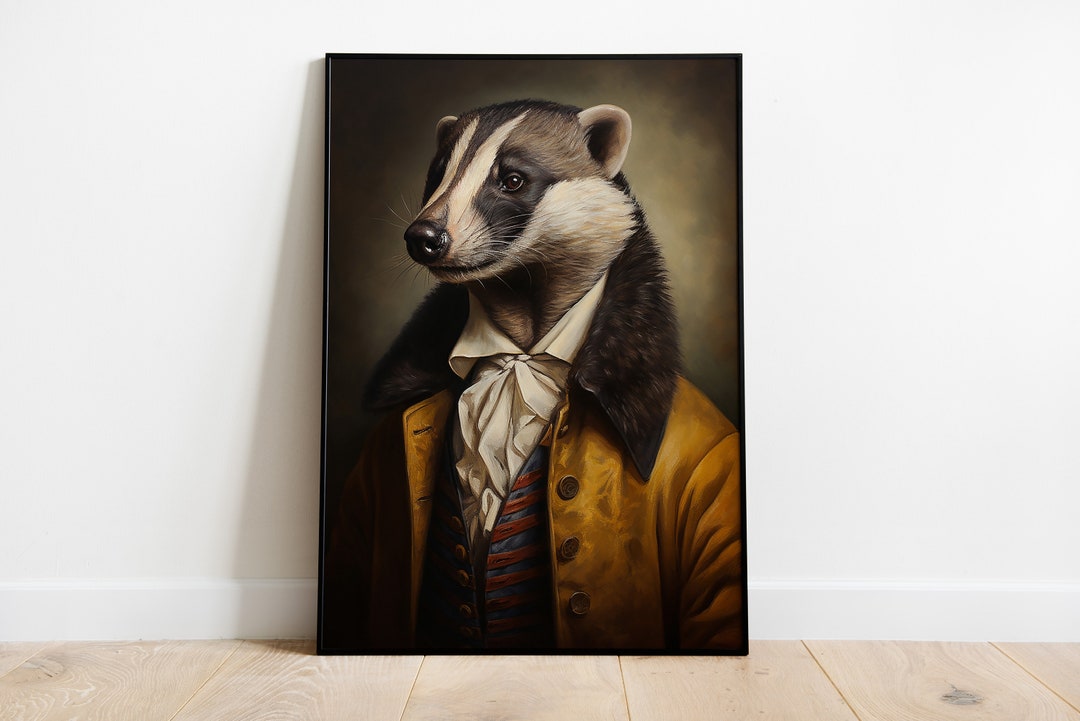 Badger Portrait Print, Renaissance Badger Oil Painting, Vintage Badger ...