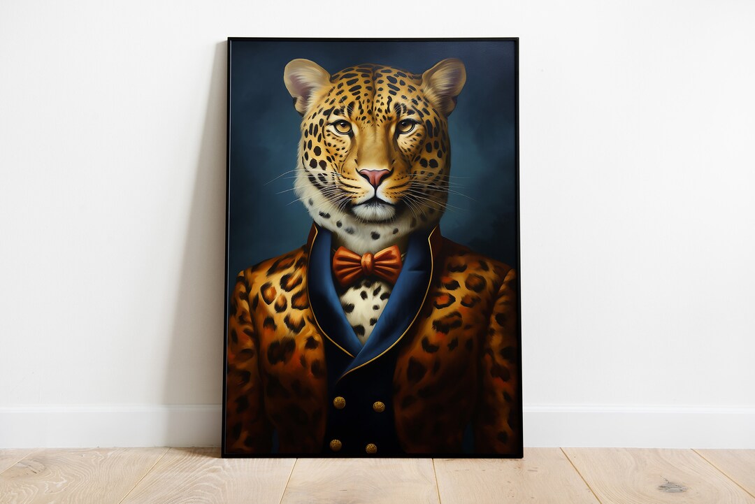 Leopard Portrait Print, Renaissance Leopard Poster, Vintage Leopard ...