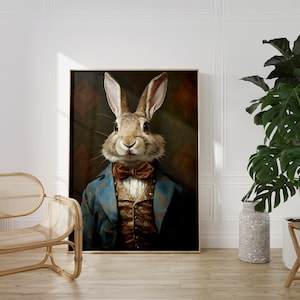 Rabbit Portrait Print, Renaissance Rabbit Oil Painting, Vintage Rabbit ...