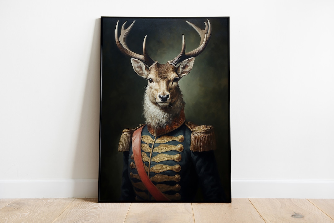 Renaissance Stag Portrait Print: Animal Head Human Body Art - Etsy