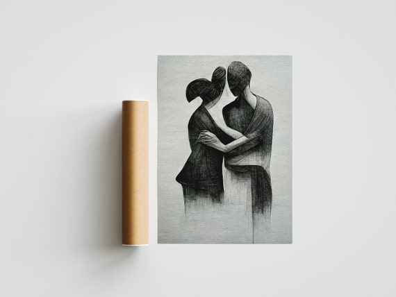 Couple Embrace Drawing