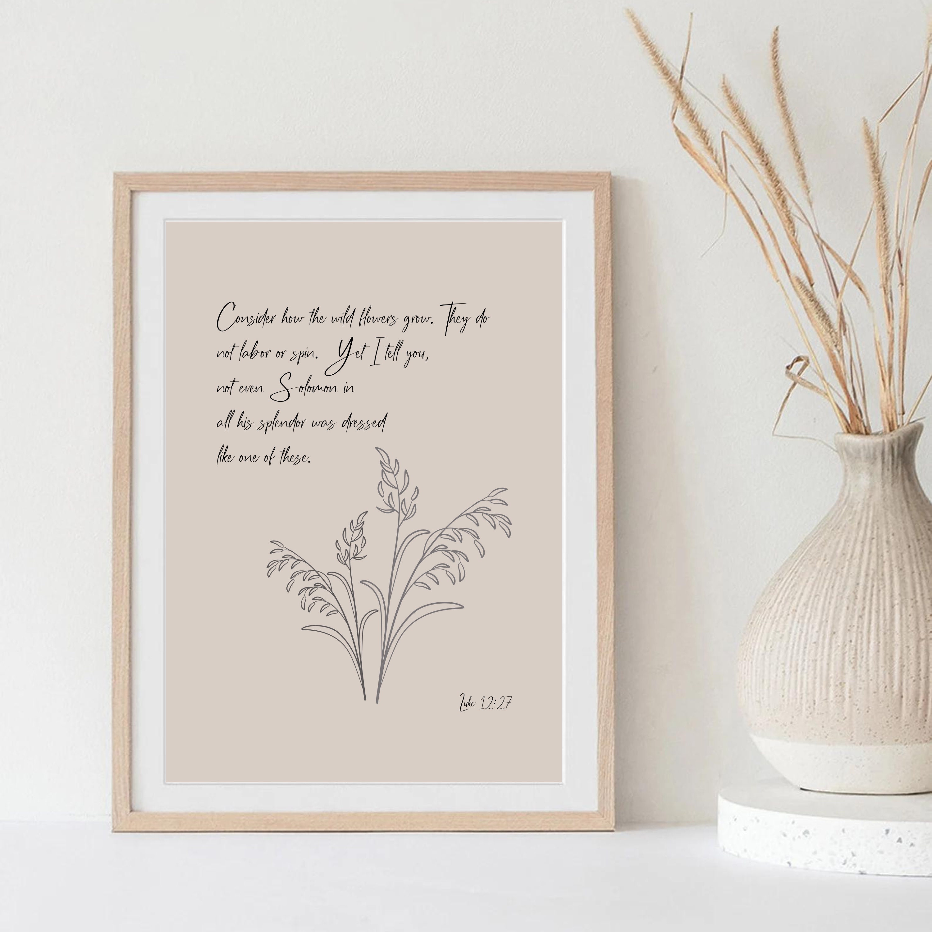 Luke 12:27 Bible Art | the Wild Flowers Grow | Christian Flower Art - Etsy