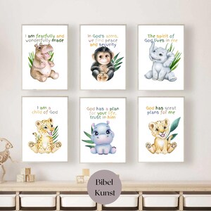 Christian Animal Nursery Set of 6| Religious Wall Art for Kids - Etsy