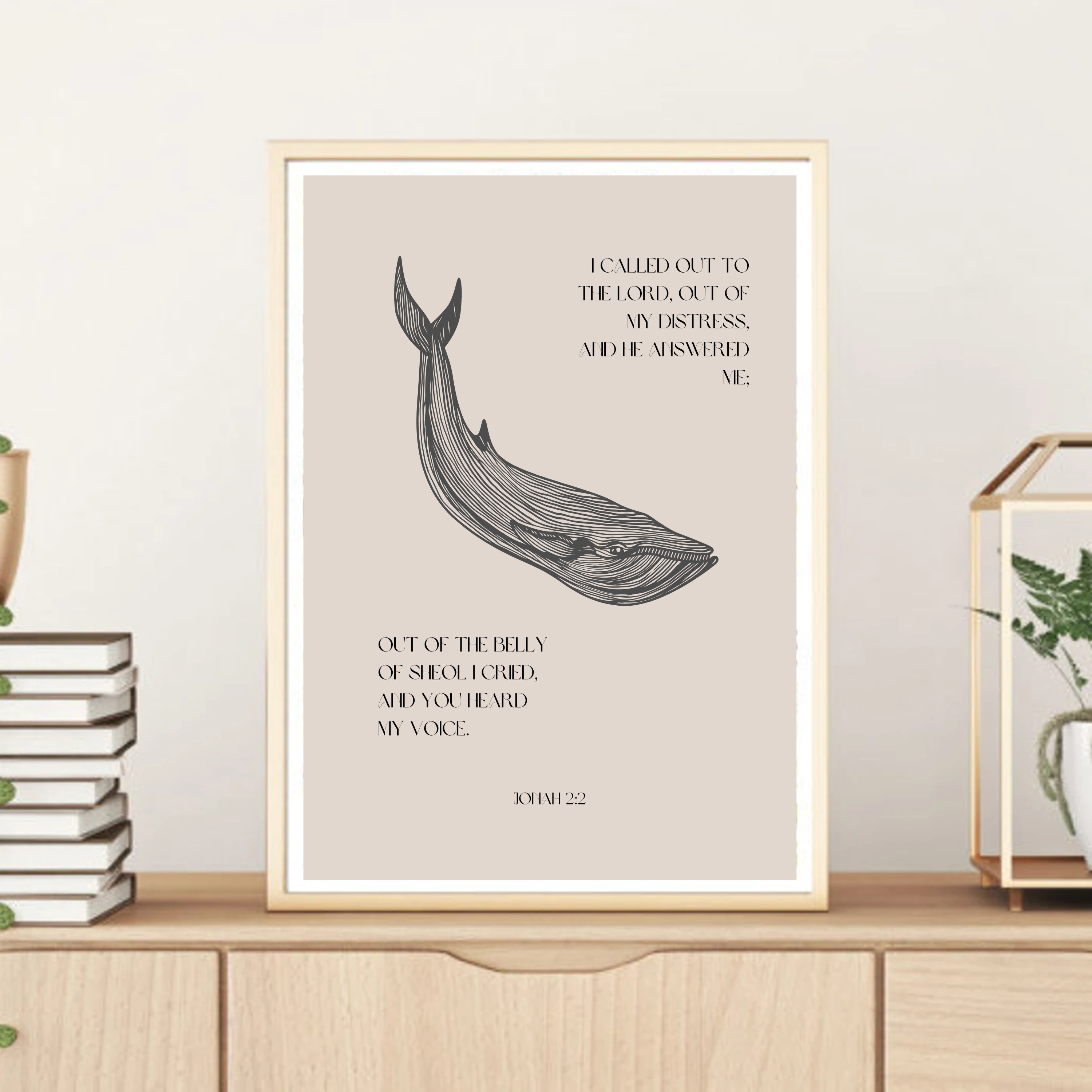 Jonah and the Whale | Jonah 2:2 Bible Verse - Etsy