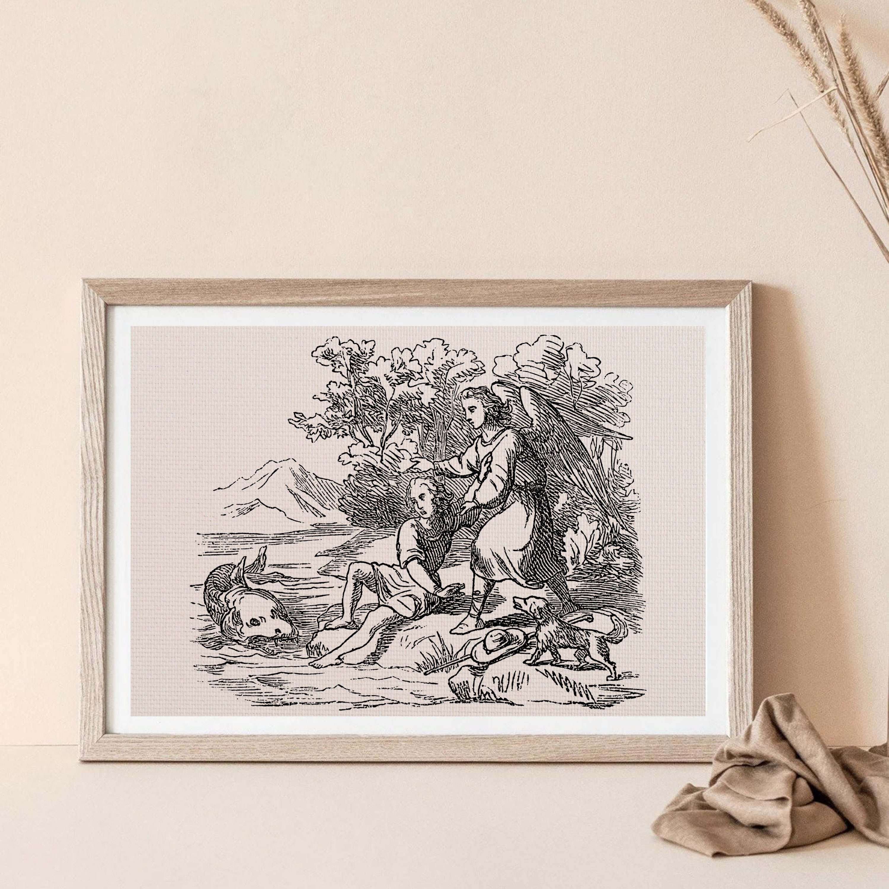 Tobias and Angel Raphael and the Fish, Tobit 11 - Etsy