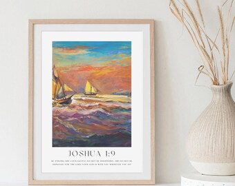 Joshua 1:9 Bible Verse Wall Art, Alcohol Ink Painting, Scripture Signs ...