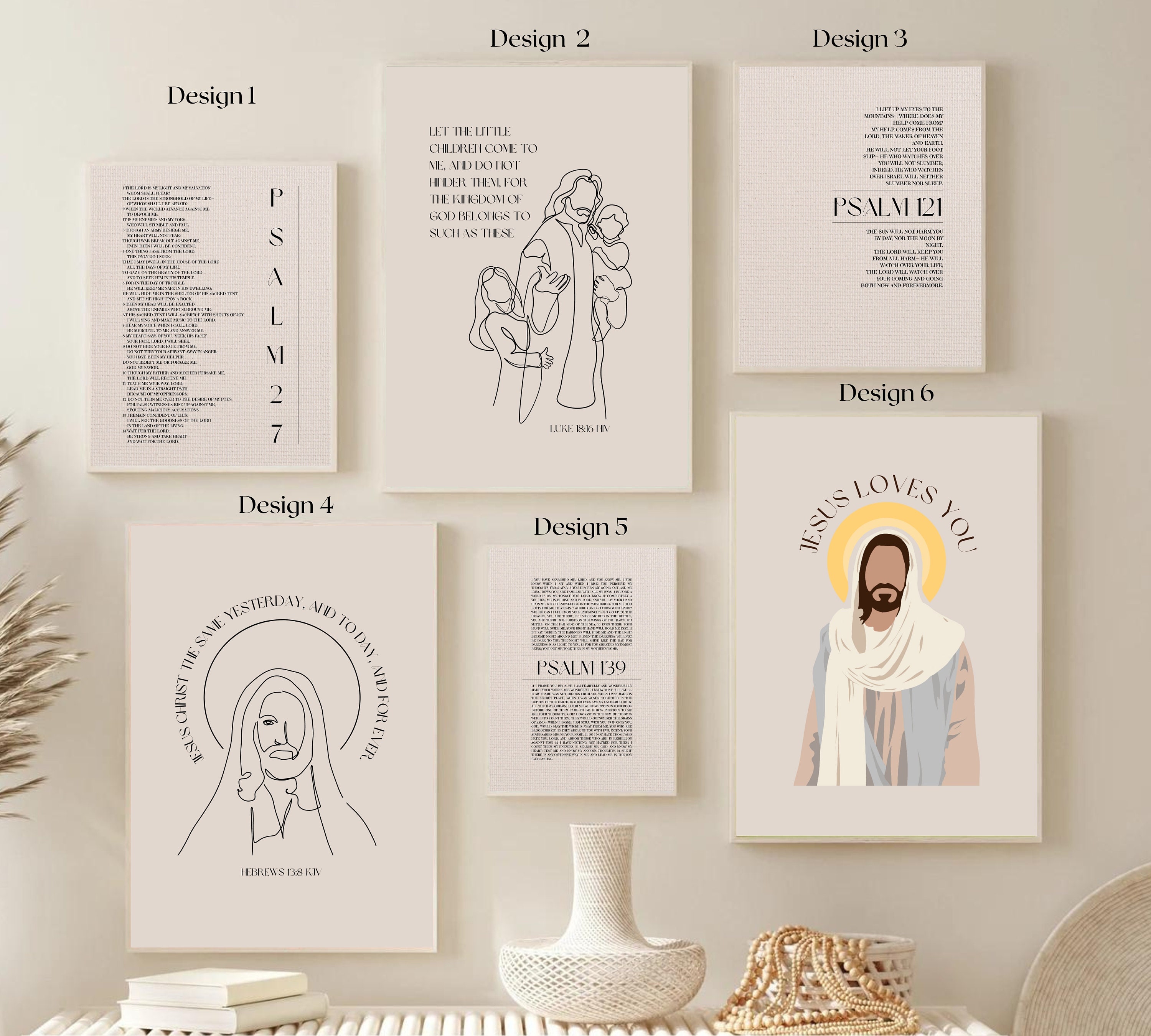 Jesus Portrait Set - Beige Psalms - Mix & Match Bible Prints ...