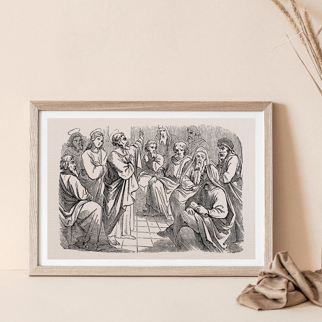 Biblical Drawing of Apostles, Apostle Simon is Speaking, Acts 15 - Etsy