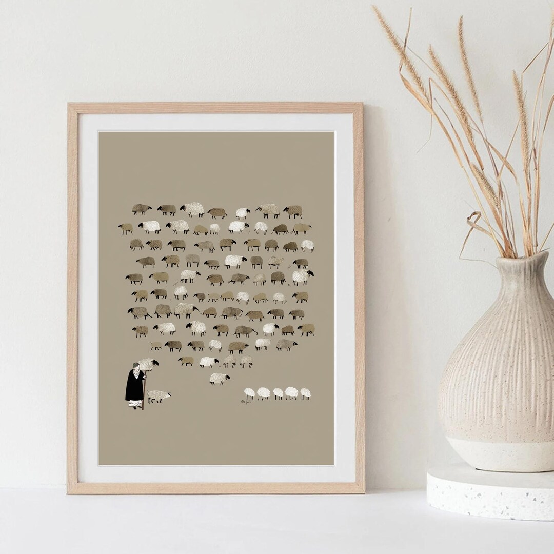 Jesus 99, Leaves the 99, DIGITAL PRINT, Landscape, Jesus Art, Bible Art ...