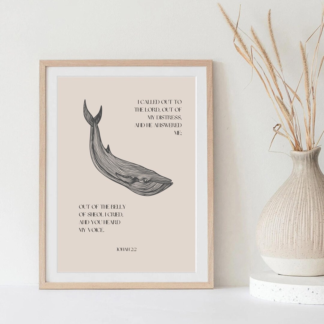 Jonah and the Whale | Jonah 2:2 Bible Verse - Etsy