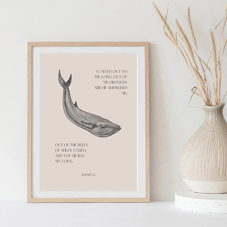 Jonah and the Whale | Jonah 2:2 Bible Verse - Etsy