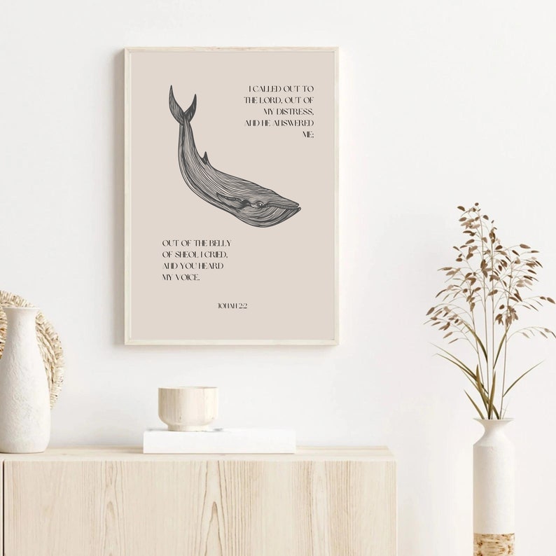 Jonah and the Whale | Jonah 2:2 Bible Verse - Etsy