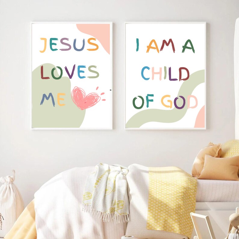 Christian Nursery Wall Art Set of 2 Bible Verse Kids Room - Etsy