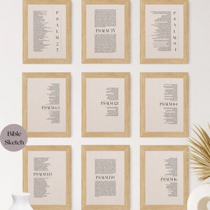 Beige Bible Psalm Set of 9 - Mix & Match Bible Prints - Customize Your ...