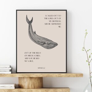 Jonah and the Whale | Jonah 2:2 Bible Verse - Etsy