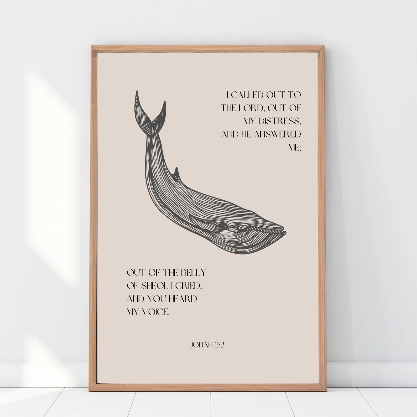 Jonah and the Whale | Jonah 2:2 Bible Verse - Etsy