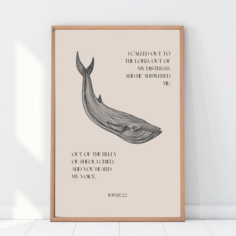 Jonah and the Whale | Jonah 2:2 Bible Verse - Etsy