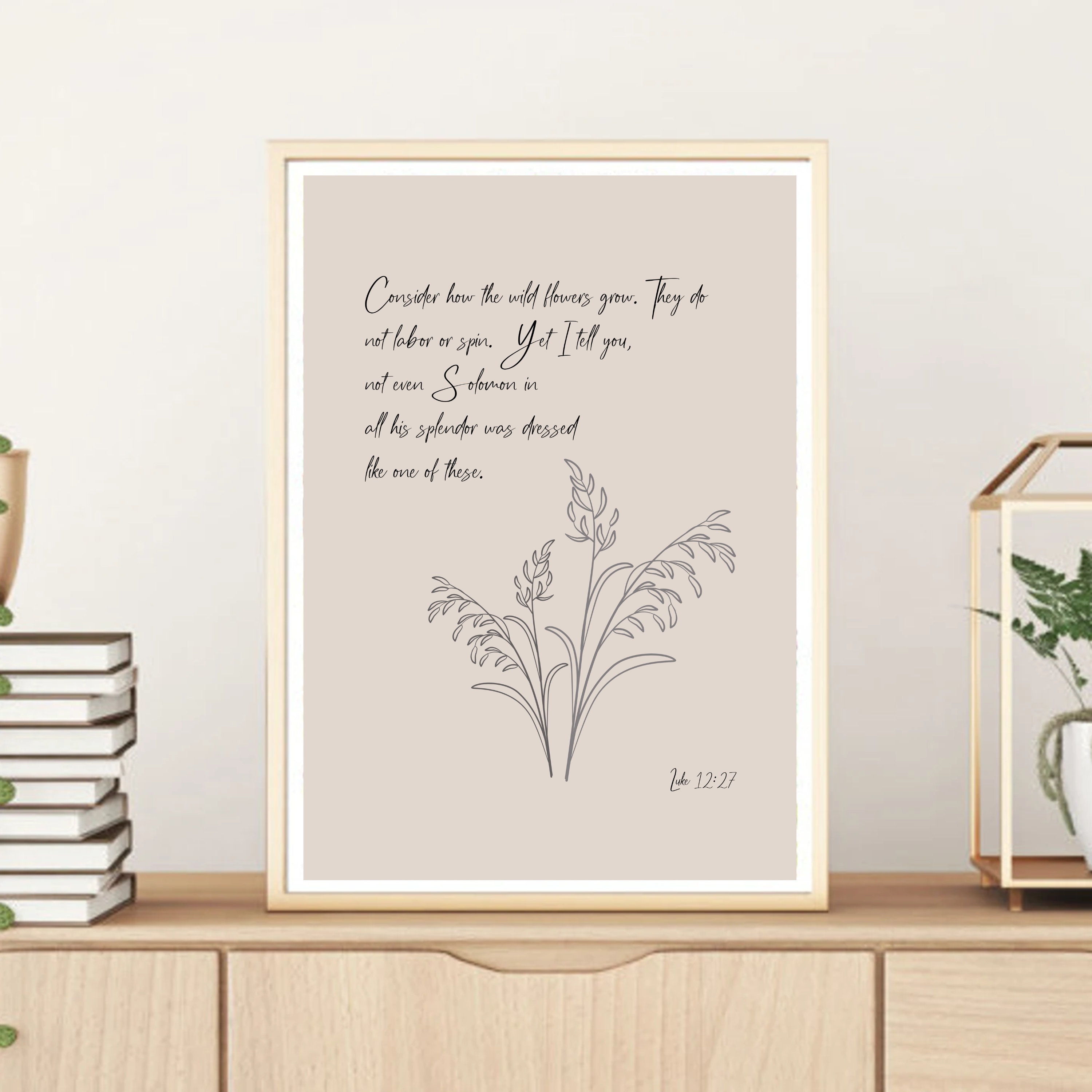 Luke 12:27 Bible Art the Wild Flowers Grow Christian Flower Art - Etsy