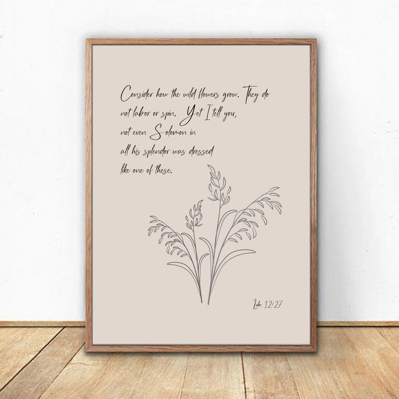 Luke 12:27 Bible Art the Wild Flowers Grow Christian Flower Art - Etsy