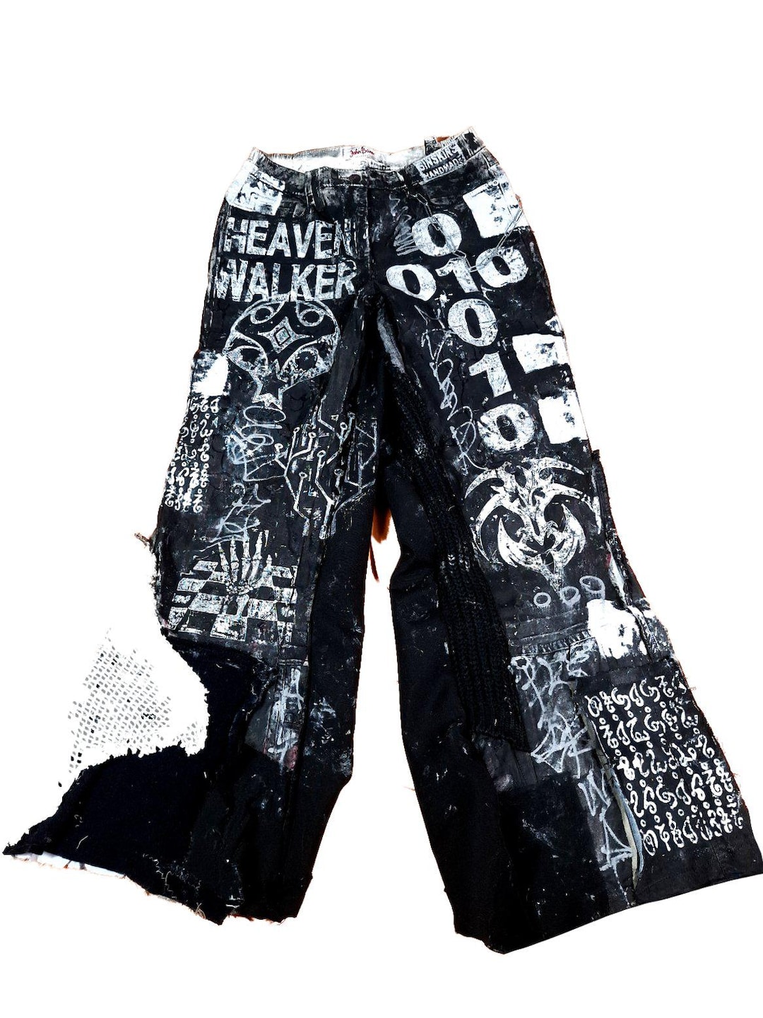 Unique Handmade Baggy Jeans Custom Punk Rock Goth Emo Metal Cyber Dark ...