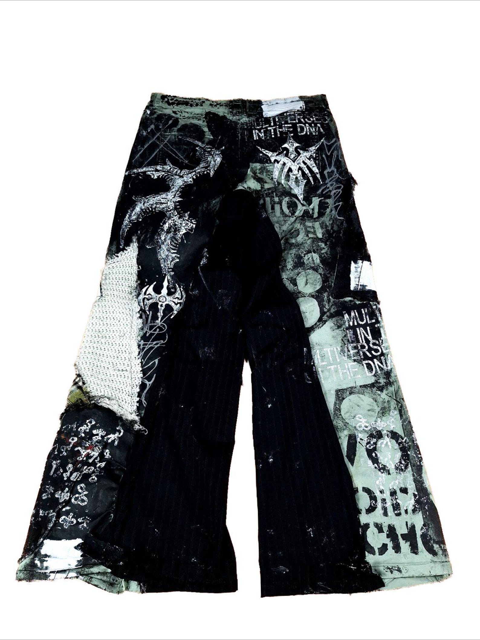 Unique Handmade Baggy Jeans Custom Punk Rock Goth Emo Metal Cyber Dark ...