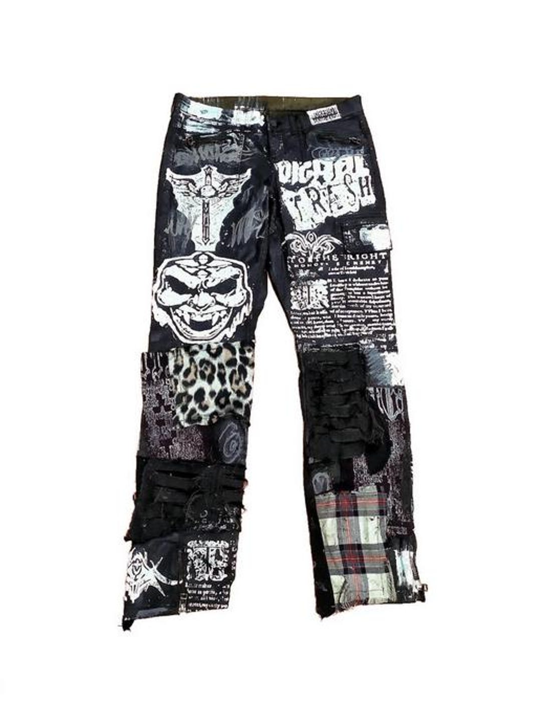 Unique Handmade Jeans Custom Punk Rock Goth Emo Metal Cyber Dark Tribal ...