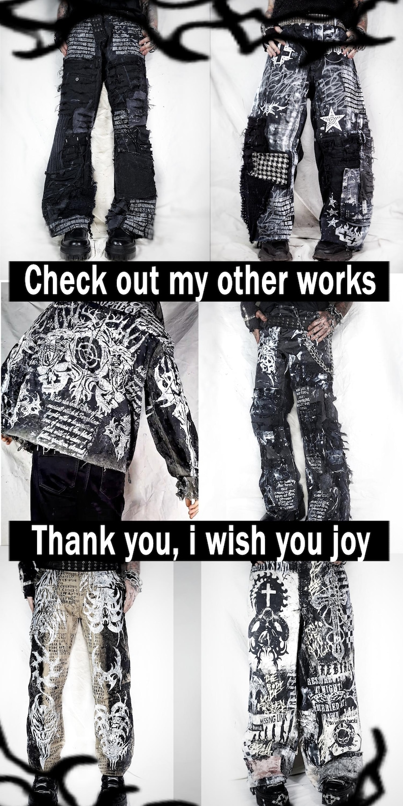 Handgemachte Aufnäher Jeans Punk Goth edgy blau niedlich Szene schwarz ...