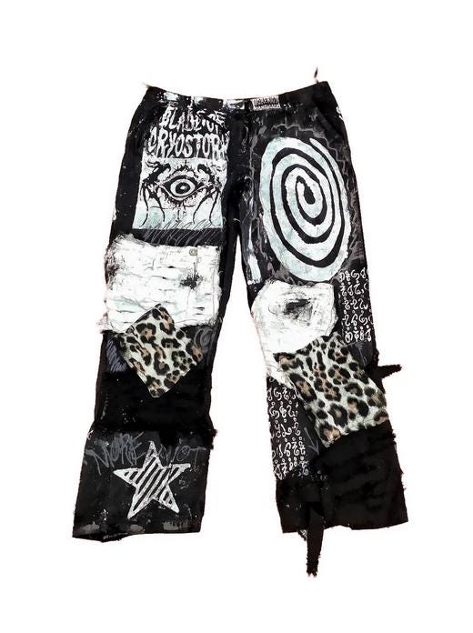 Unique Handmade Jeans Custom Punk Rock Goth Emo Metal Cyber Dark Tribal ...