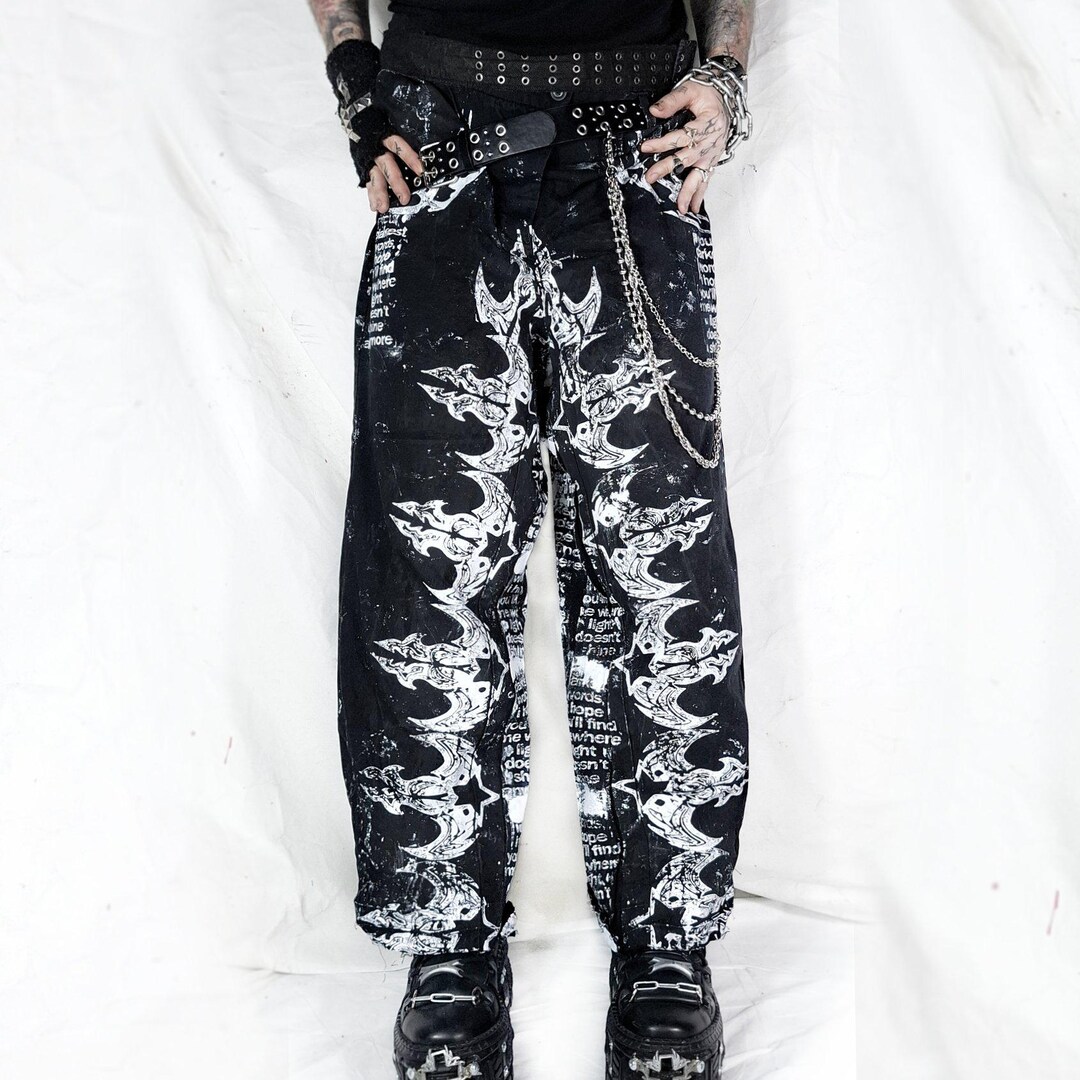 Handmade Custom Baggy Pants Wide Jeans Punk Goth Rock Grunge Metal ...