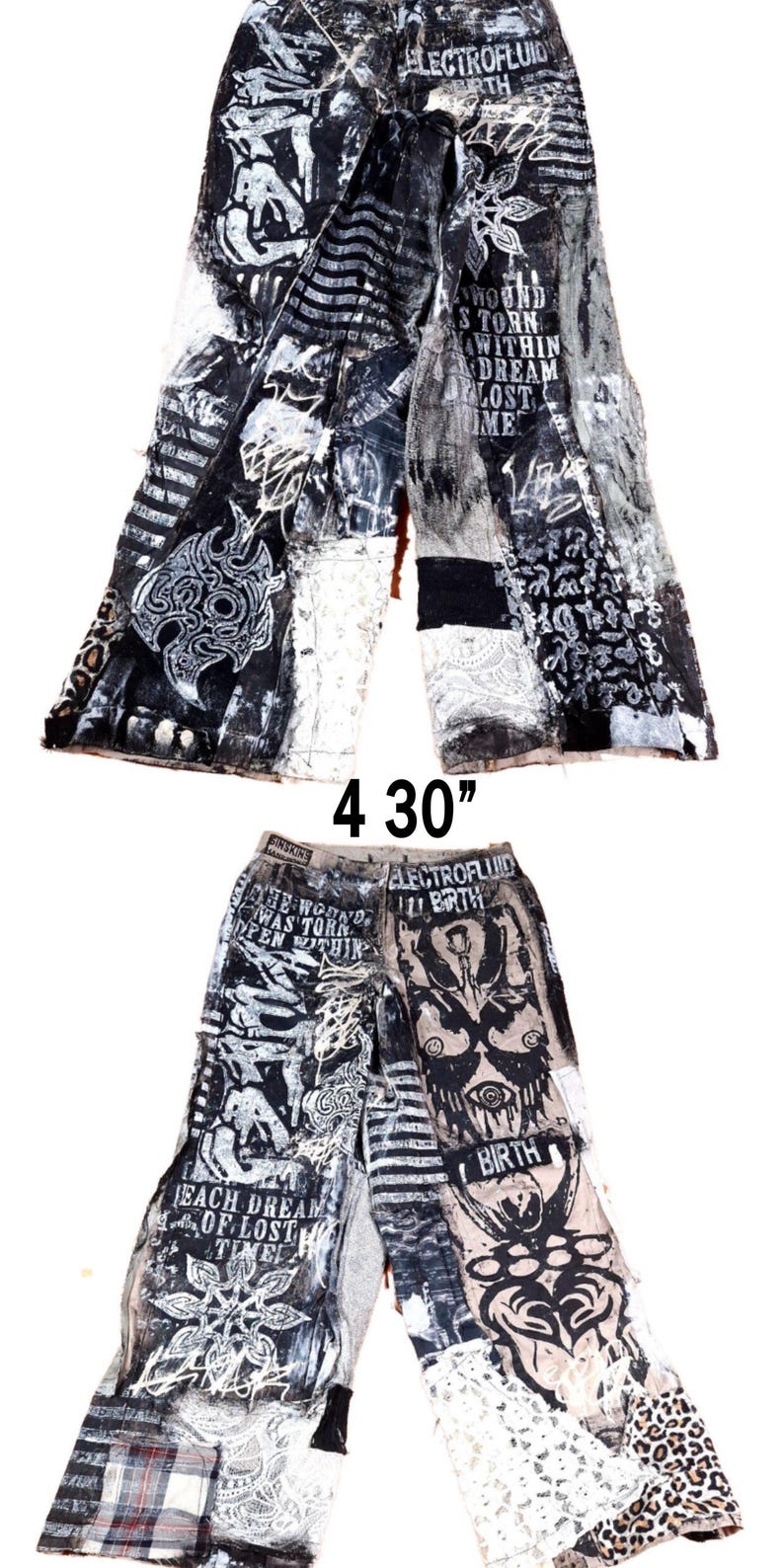 Custom handmade patch jeans punk goth edgy rockstar metal scene emo ...