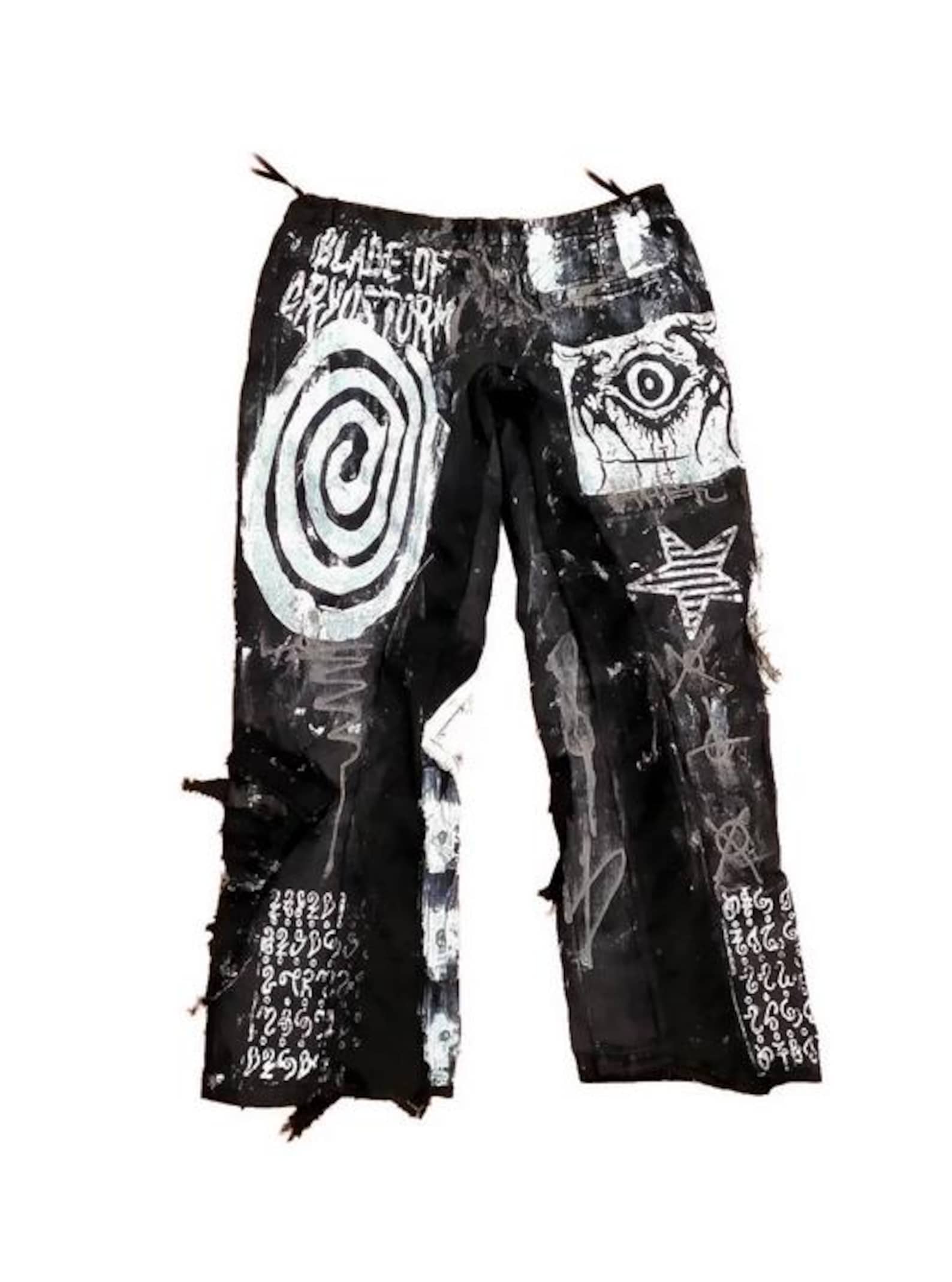 Unique Handmade Jeans Custom Punk Rock Goth Emo Metal Cyber Dark Tribal ...