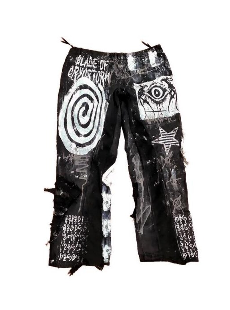 Unique Handmade Jeans Custom Punk Rock Goth Emo Metal Cyber Dark Tribal ...