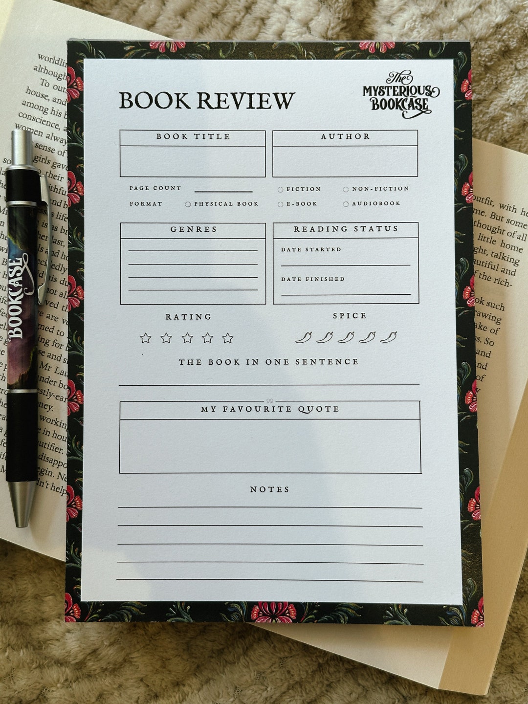 A5 Book Review Notepad - Etsy