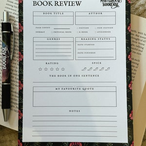 A5 Book Review Notepad - Etsy