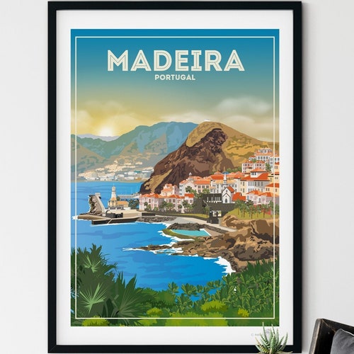 Old Map of Madeira Island 1850 Portugal Vintage Poster Wall - Etsy