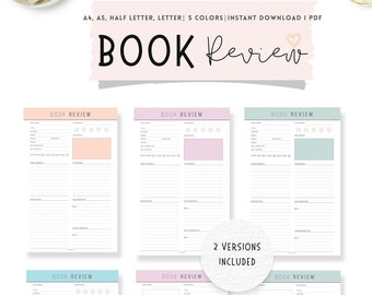 Book Review Bookmarks Printable Reading Tracker Review - Etsy