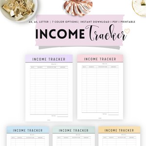 FILLABLE Income Tracker Printable: A4, A5, US Letter, 7 Colors (PDF) - Etsy