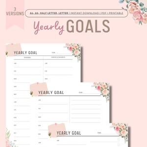 Yearly Personal Goals Planner, New Year Goals, New Year Resolution ...