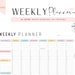 Colorful Weekly Hourly Planner Template, Editable Weekly Schedule ...