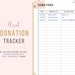 Floral Donation Tracker Printable, Fillable Charity Donation Tracker ...