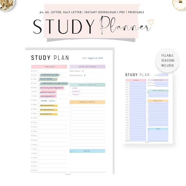 Study Planner - Etsy