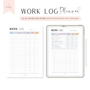 Editable Work Log Template, Work Log Printable, Monthly Work Log ...