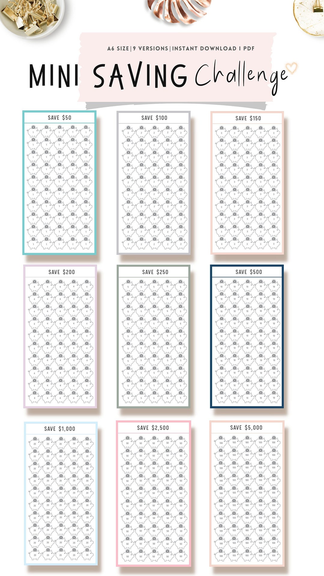 A6 Saving Challenge Printable, Saving Challenge Card, Mini Saving ...