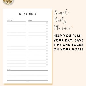 Minimalist Daily Planner Printable, Fillable Daily to Do List, Daily ...