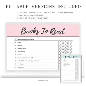 Fillable Books to Read List Printable, Reading Journal, Book Tracker ...