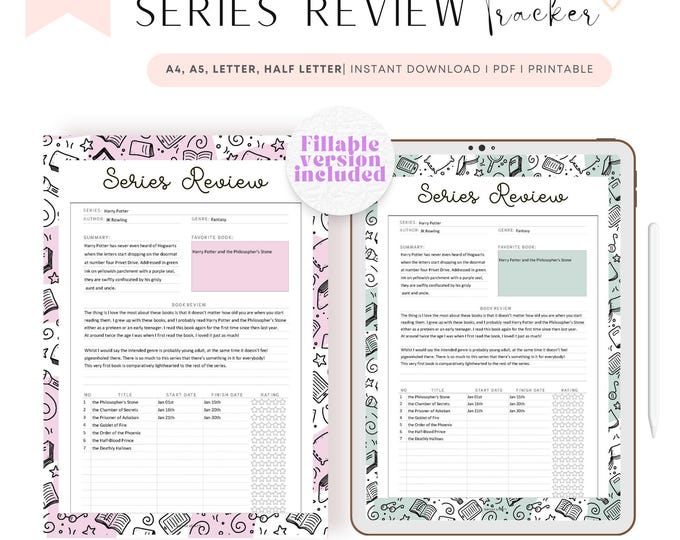 FILLABLE Book Series Tracker PRINTABLE: Reading List Planner (a4/a5 ...