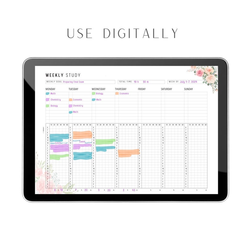 Weekly Study Planner Template Study Tracker Printable Floral - Etsy